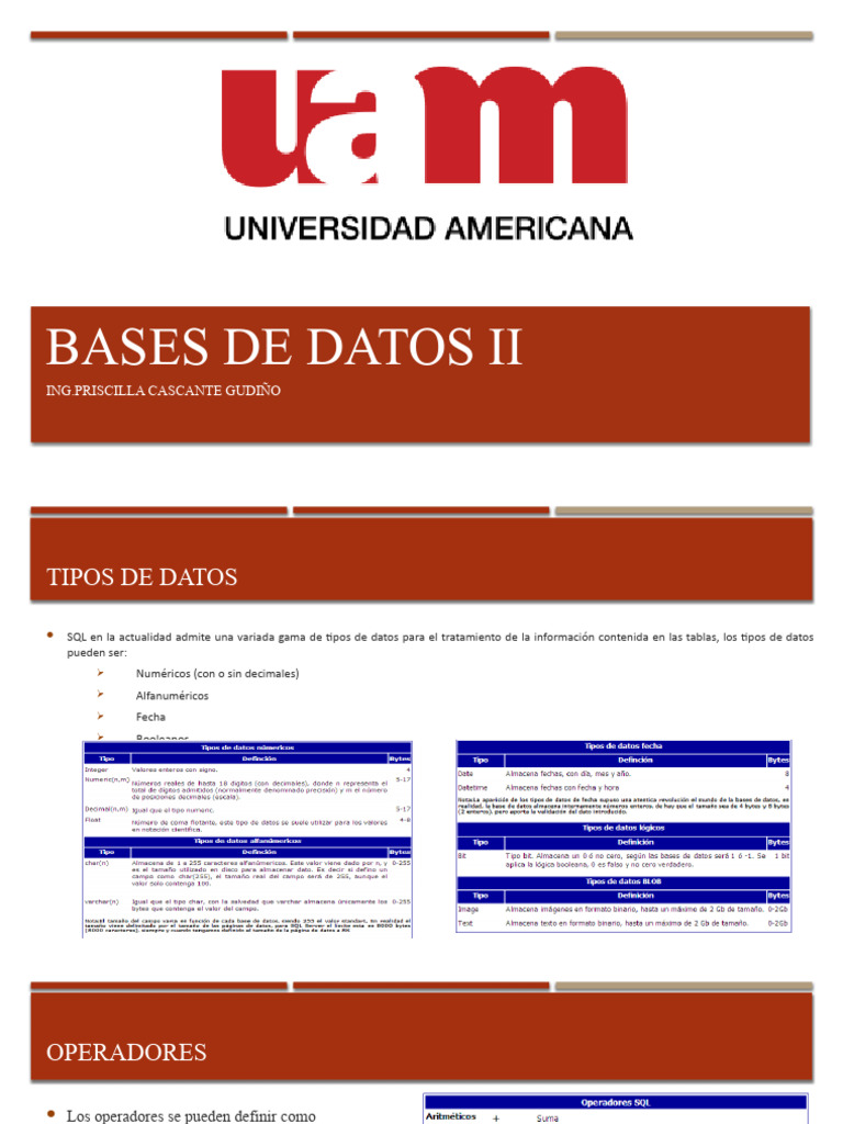 SQL: Tipos de Datos y Funciones | PDF | Informática
