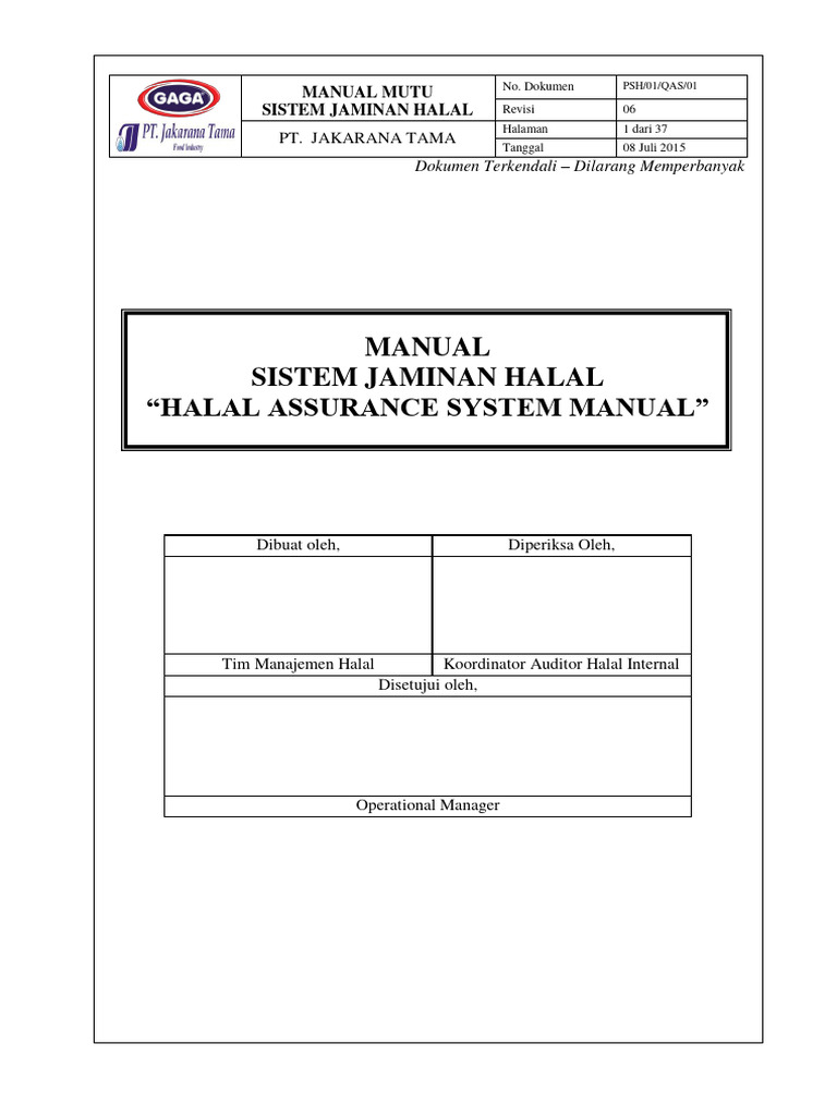 MANUAL SISTEM JAMINAN HALAL Rev 6 | PDF