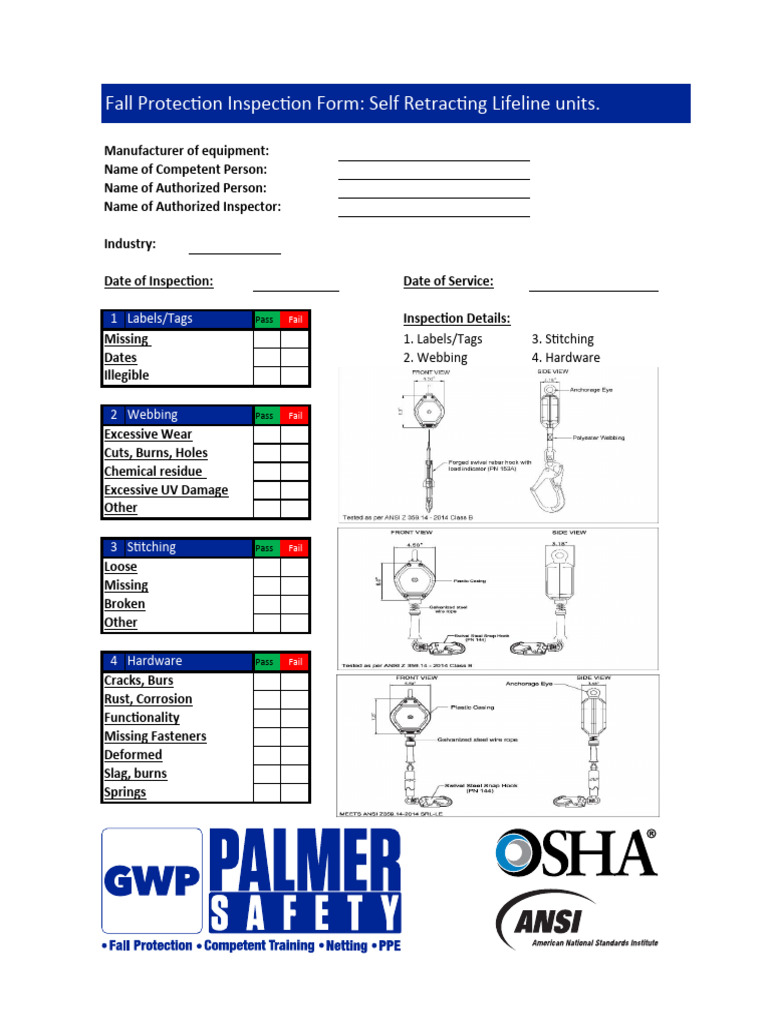 Self Retracting Lifeline Inspection Form | PDF Self Retracting Lifeline Inspection Form | PDF