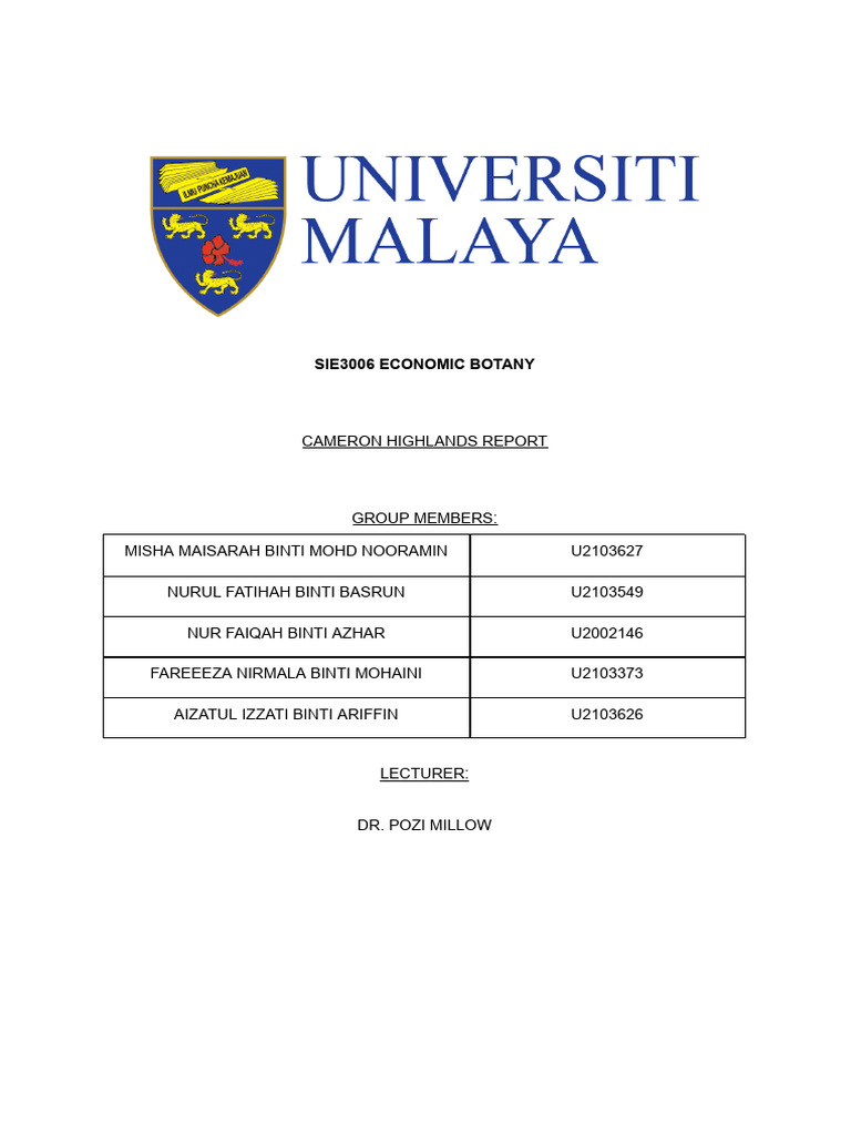 Sie3006 - Cameron Highlands Report | PDF | Trees | Forests