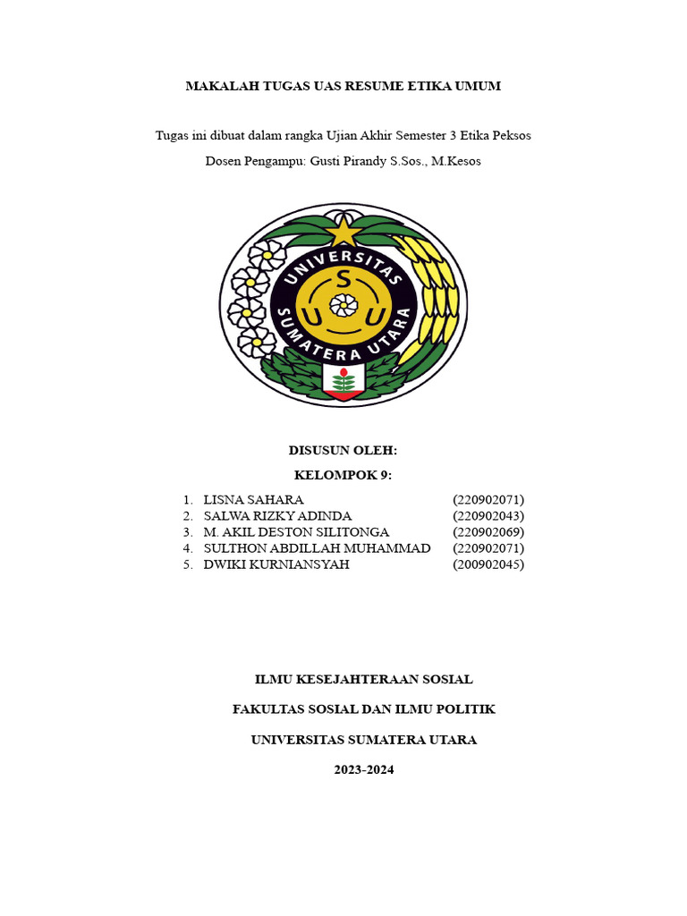 Makalah Tugas Uas Resume Etika Umum | PDF