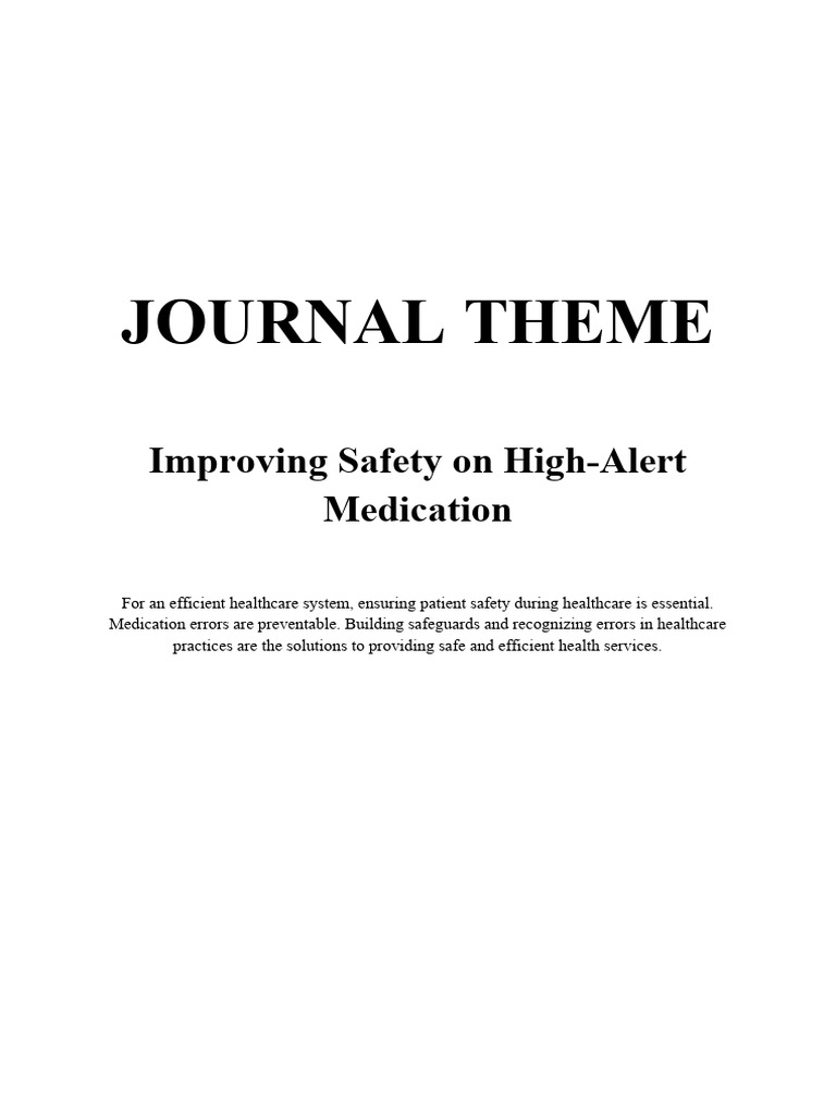 Improving Safety On High-Alert Medication | PDF | Nursing | Patient Safety