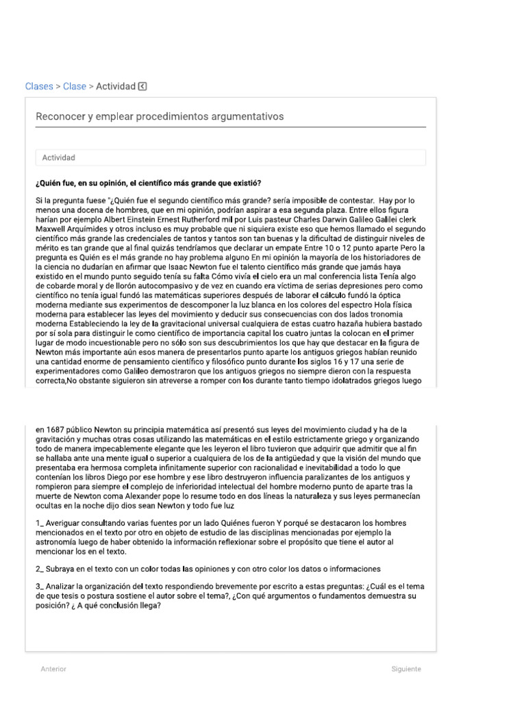 Actividad Argumentacion | PDF