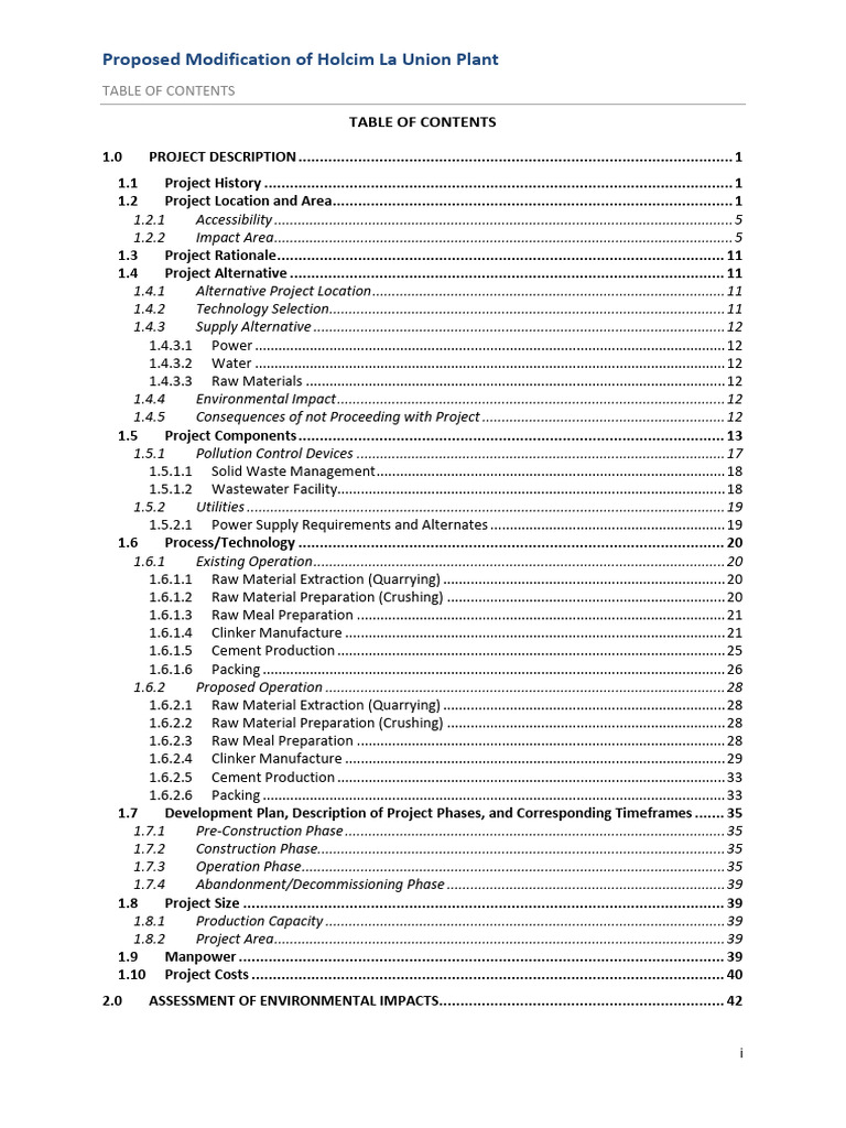 Holcim La Union Plant Modification Plan | PDF | Hazards | Soil