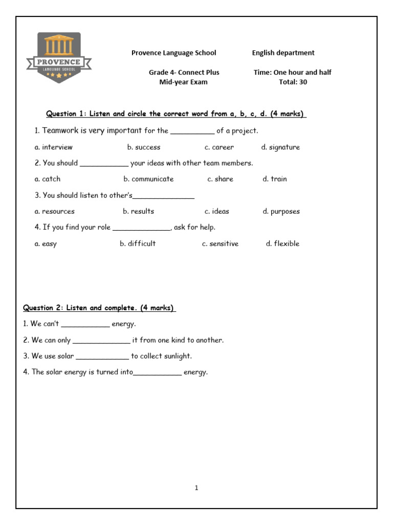 Grade 4 Midyear Connect Plus | PDF | Human Communication