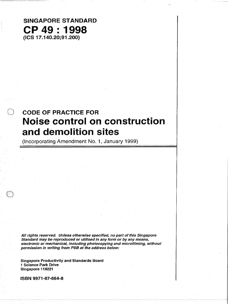 CP 49 1998 Noise Control On Construction Demolition Sites | PDF