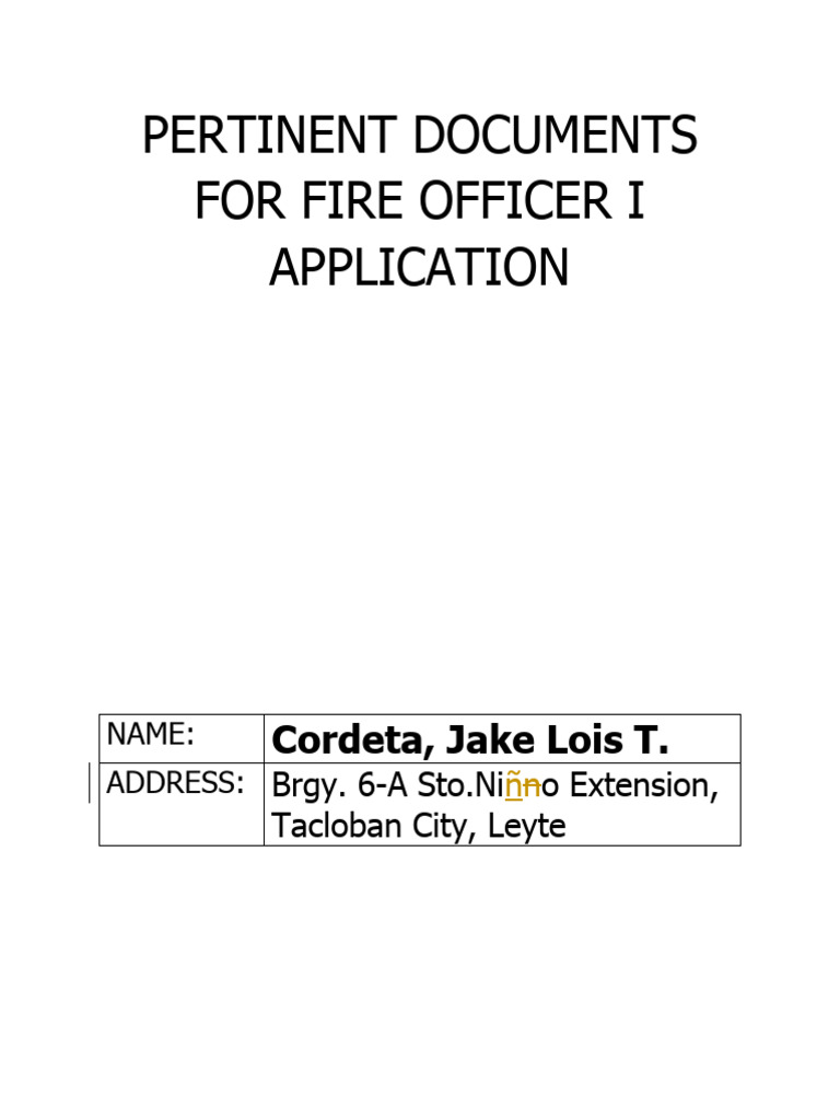 Pertinent Documents For Fo1 Application | PDF