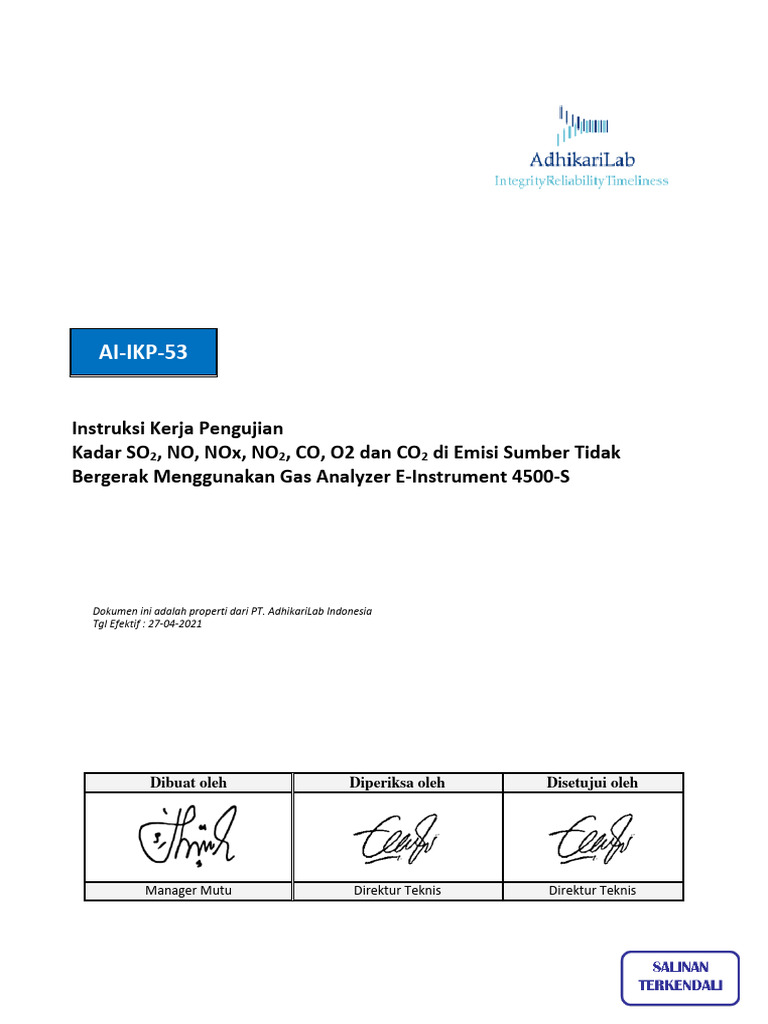 Pengujian Emisi Gas Menggunakan E-Instrument | PDF | Sains & Matematika ...