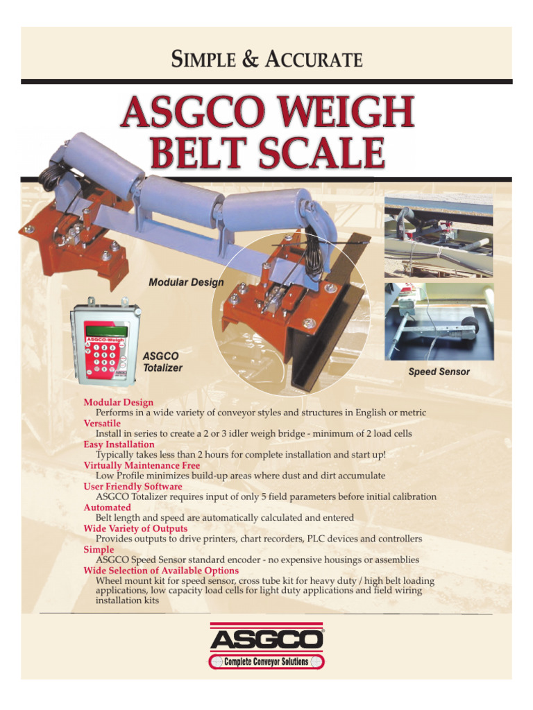 ASGCO Brochure Weigh Scale | PDF | Belt (Mechanical) | Calibration