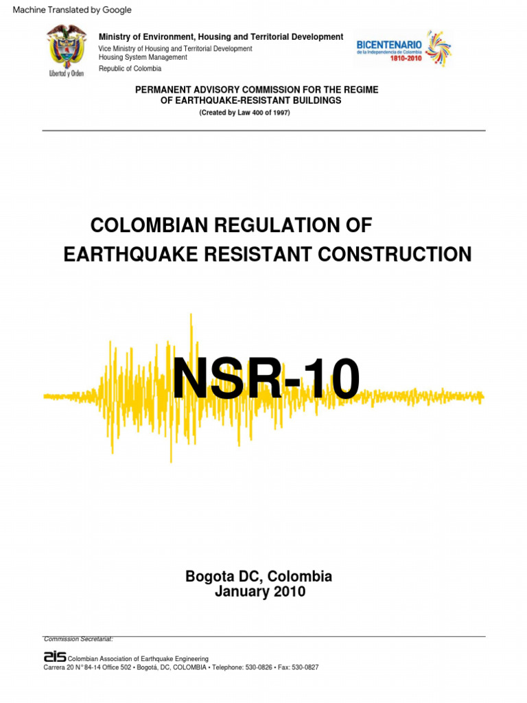 NSR 10 (English) | PDF | Earthquake Engineering | Seismology