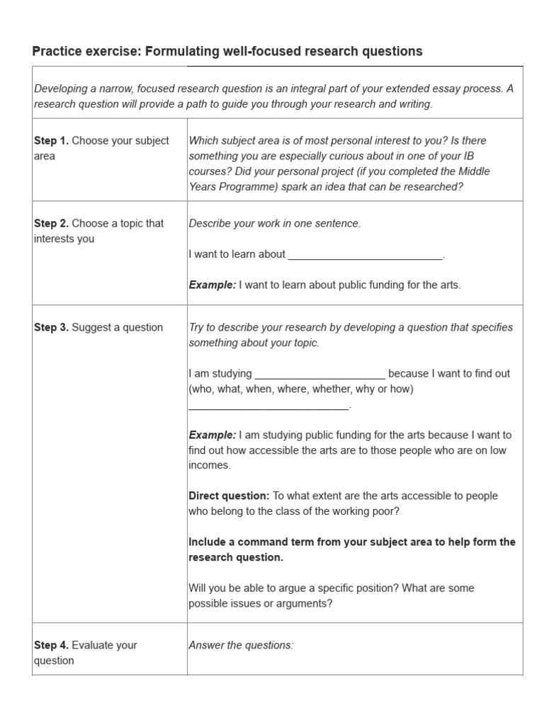 Crafting Focused Research Questions | PDF | Cognition