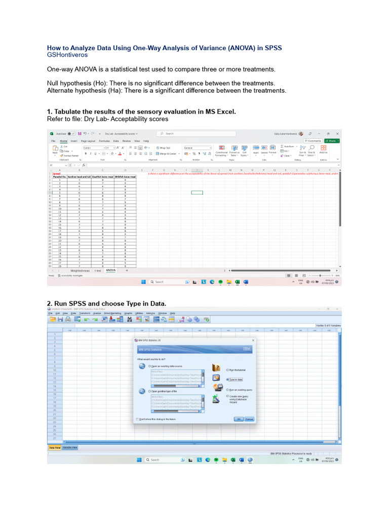 How to Analyze Data Using ANOVA in SPSS | PDF | Analysis Of Variance | Methodology