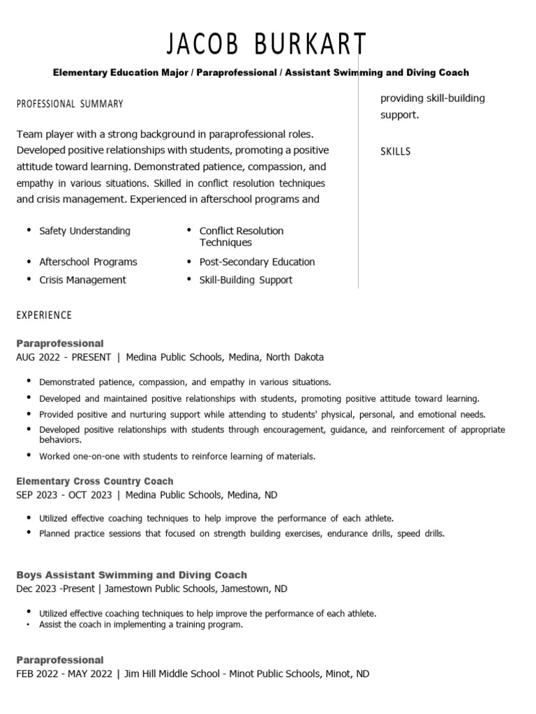 Jacob Burkart Resume 1 | Download Free PDF | Empathy | Compassion