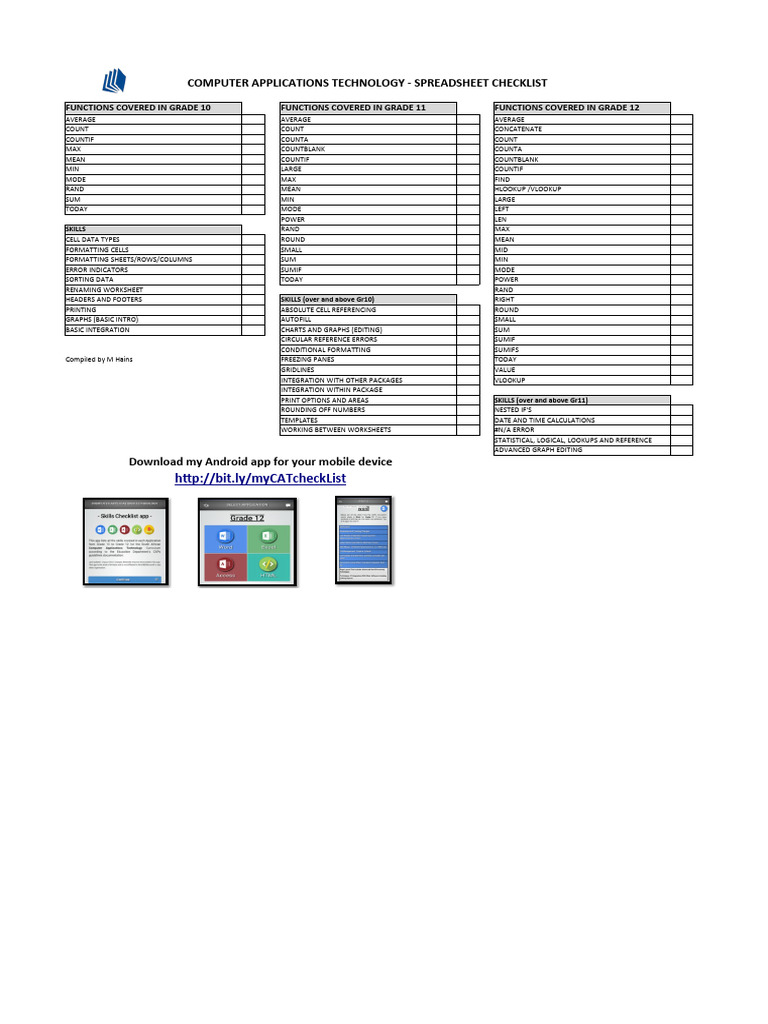 Excel Functions Checklist | Download Free PDF | Information Technology ...