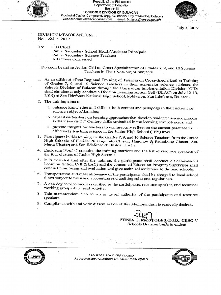 Div Memo No. 126 S. 2019 | PDF