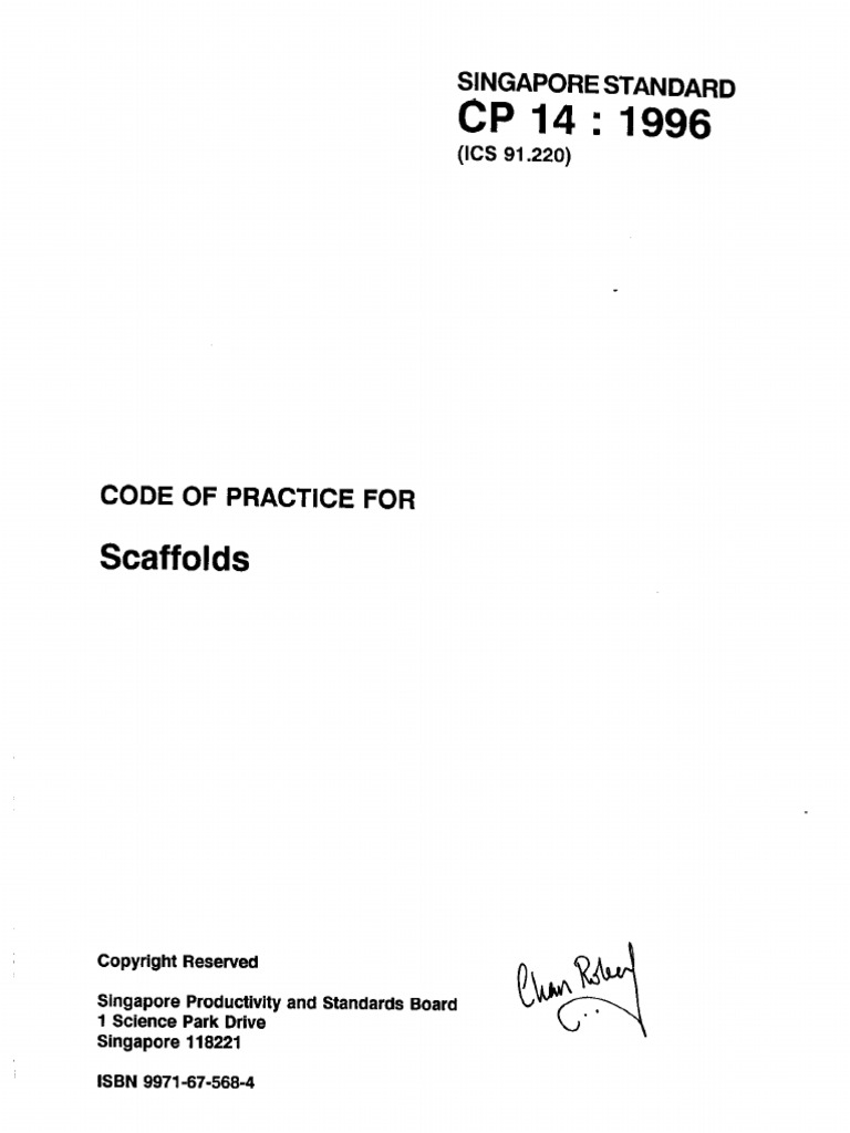CP 14 1996 - Code of Practice For Scaffolds | PDF