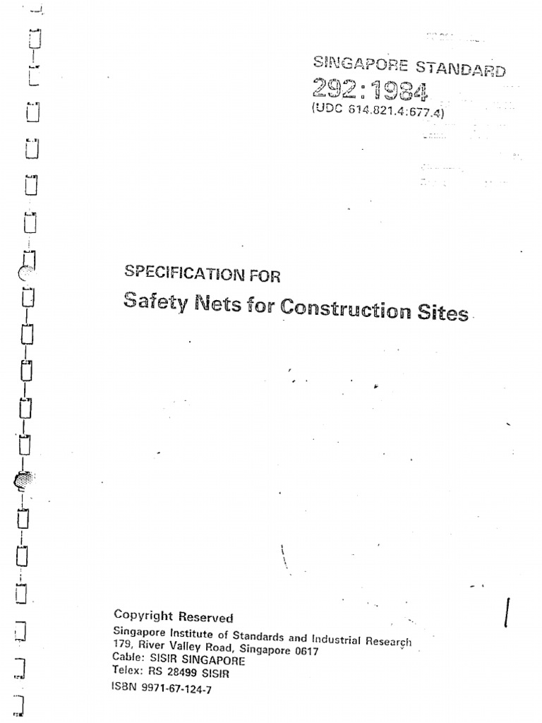 SS 292 1984 Safety Net For Construction Site | PDF