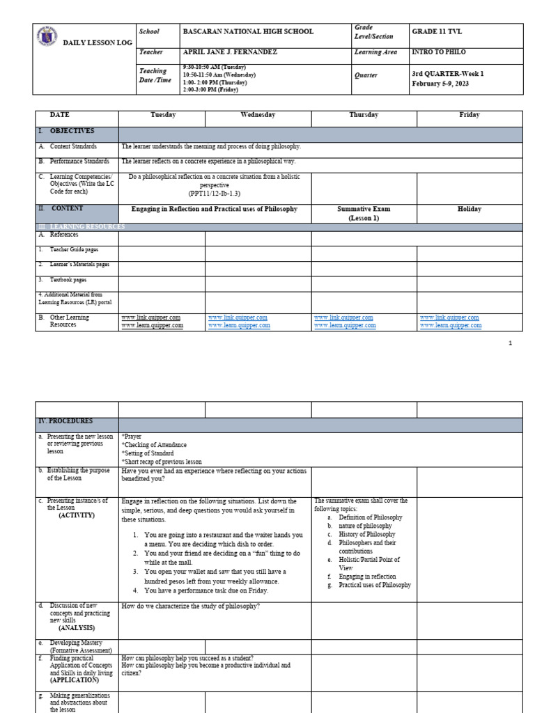 February 5-8-2024-Q3 | PDF | Learning | Human Communication