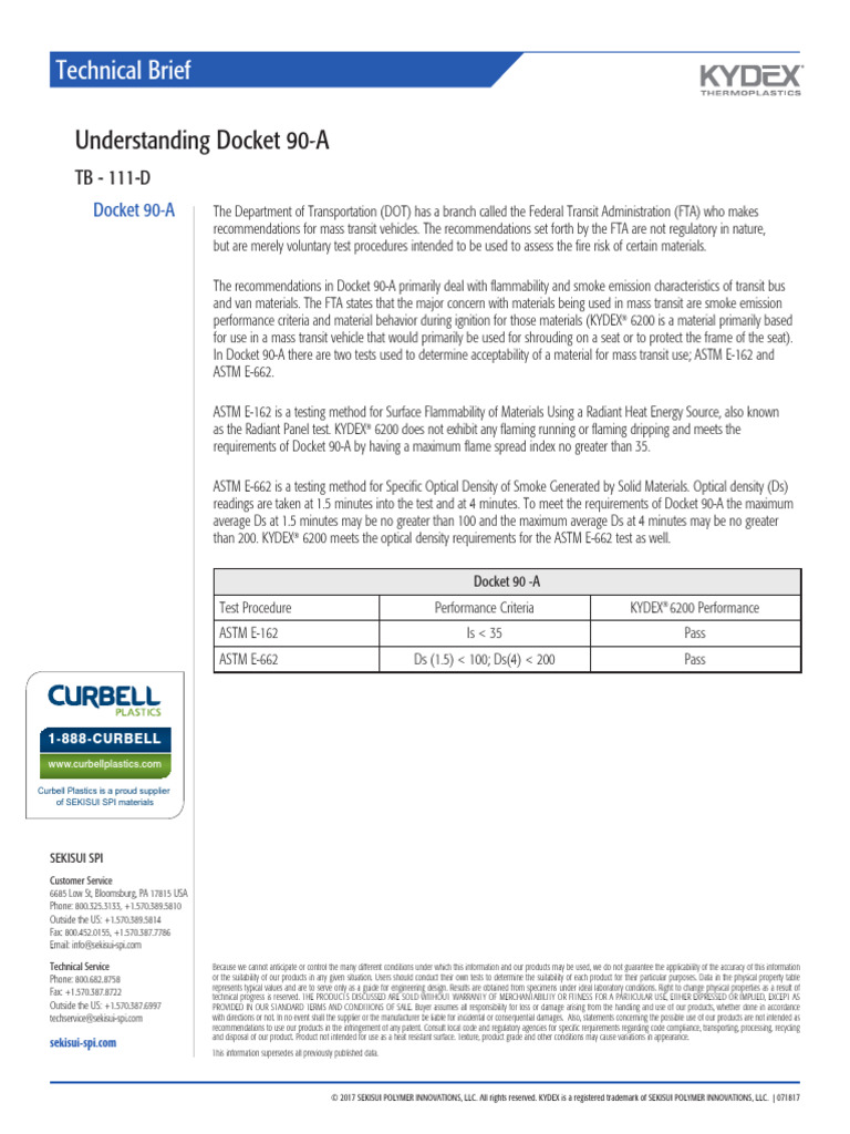 KYDEX Sheet TB 111 D Docket 90 A | PDF | Physical Sciences | Chemistry