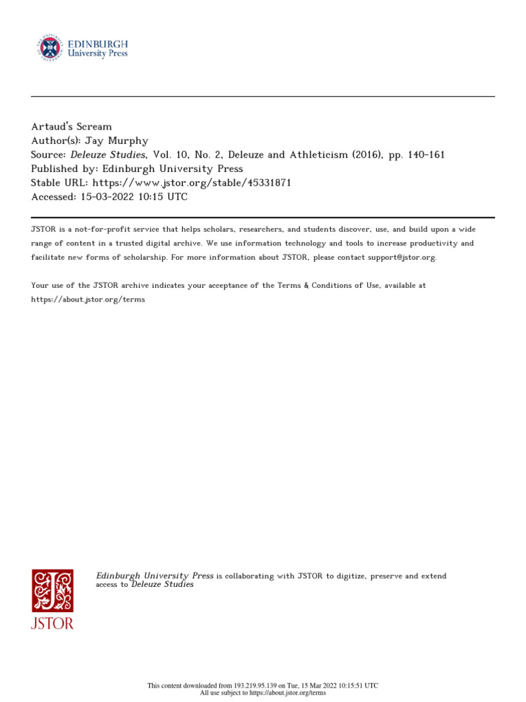 J. Murphy 'Artaud's Scream' | PDF