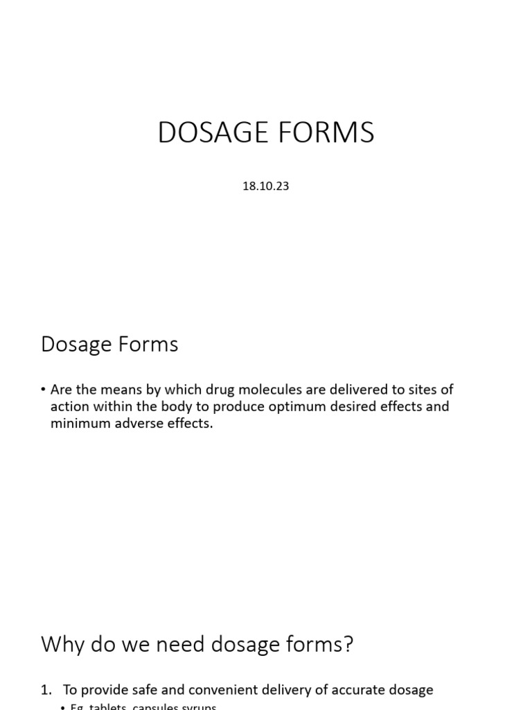 Dosage Forms | PDF | Topical Medication | Tablet (Pharmacy)