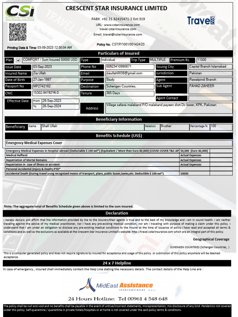 Zia Ullah | PDF | Insurance | Deductible