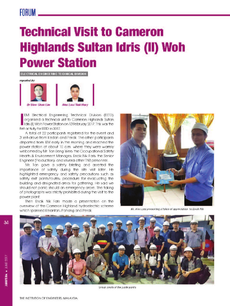 Technical Visit To Cameron Highlands Sultan Idris (II) Woh Power Station | PDF