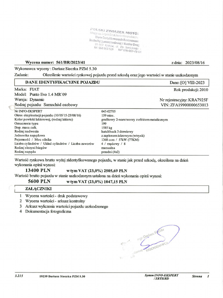 11.fiat Punto NR Rej. KRA7925F | PDF