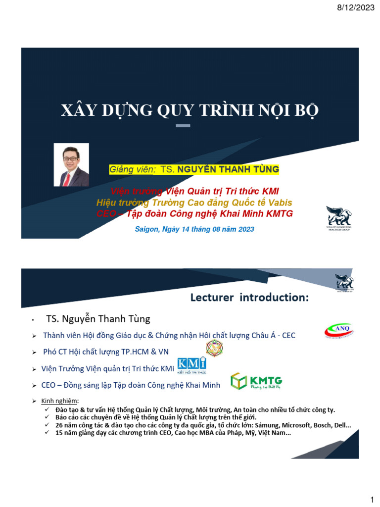 QL01 - Quy-Trinh-Noi-Bo - VCPG Aug 2023 | PDF
