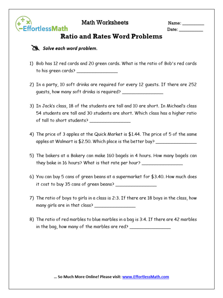 Math Ratios & Rates Practice | PDF
