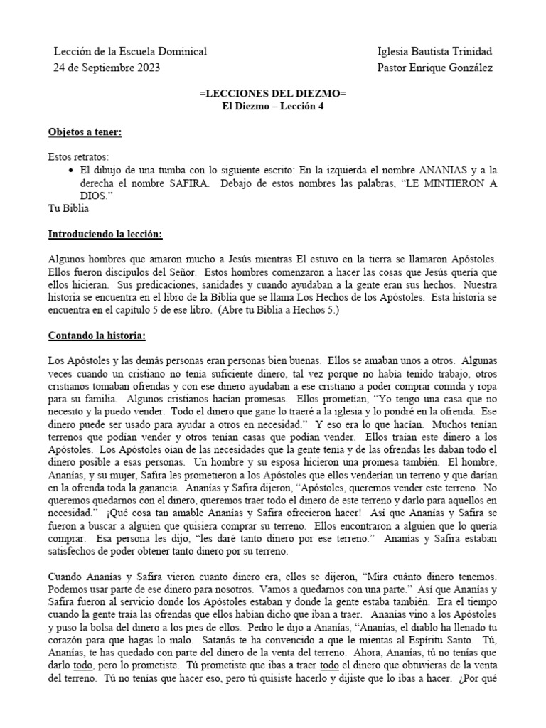 Leccion 4 El Diezmo | PDF | San Pedro | Apóstol