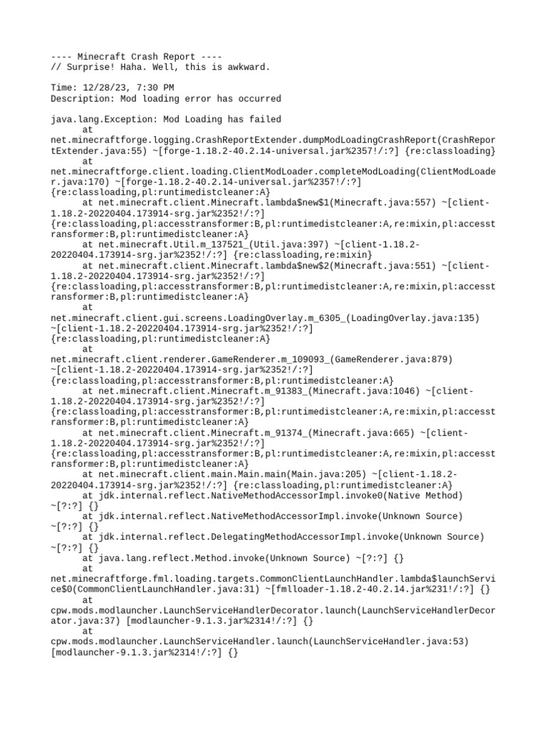 Crash 2023 12 28 - 19.30.22 FML | PDF | Virtual Machine | Java Virtual Machine