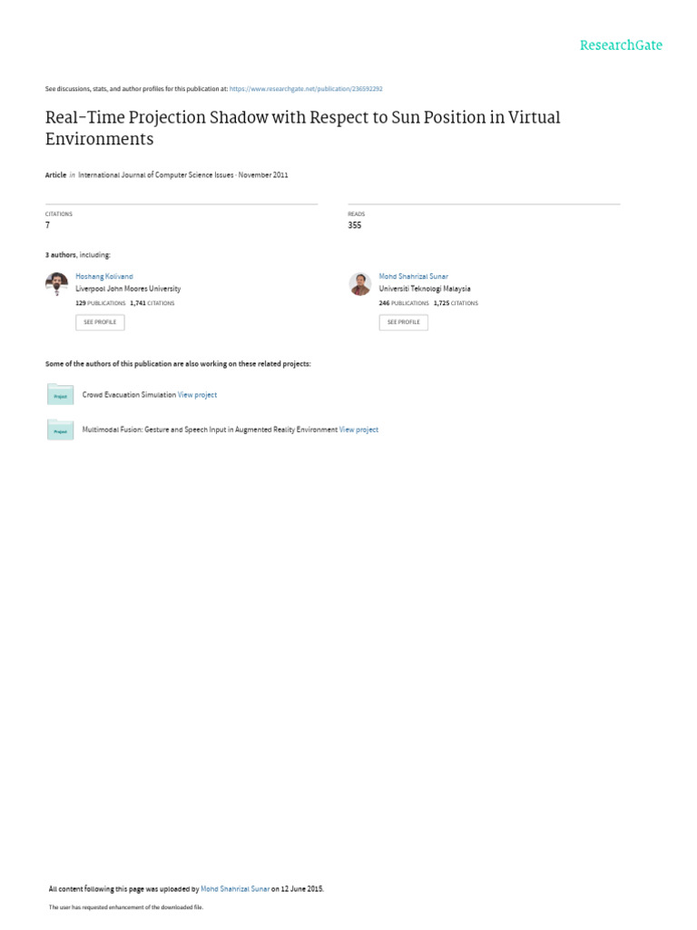 Real-Time Projection Shadow With Respect To Sun Po | PDF | Longitude ...