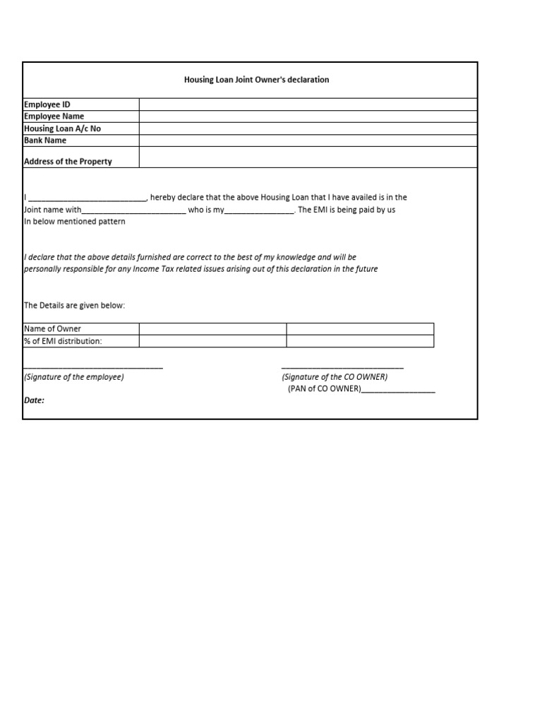 Joint Owner Declaration | PDF