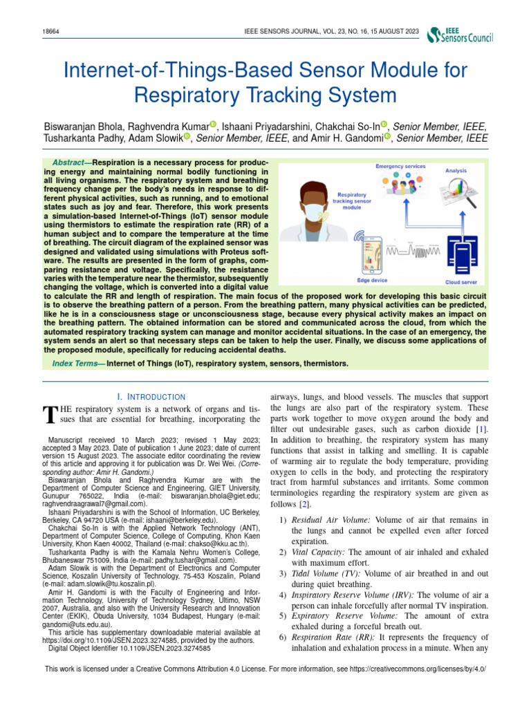 Internet-Of-Things-Based Sensor Module For Respiratory Tracking System | PDF | Asthma | Breathing