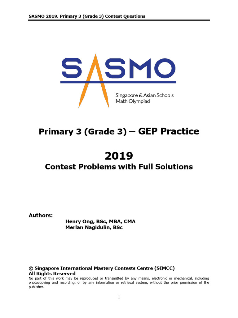 Primary 3 (Grade 3) : - GEP Practice | PDF | Area | Mathematics