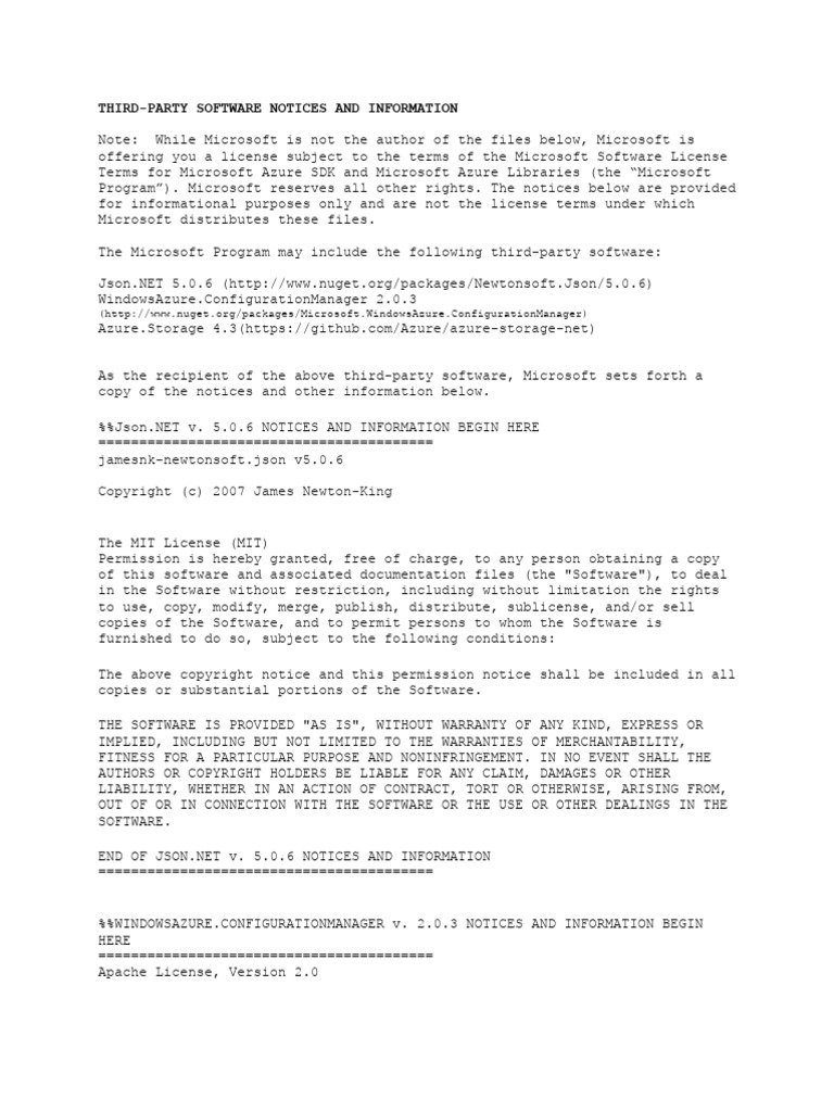 Thirdpartynotice Azure Sdk Azure Libraries Pdf License Derivative Work