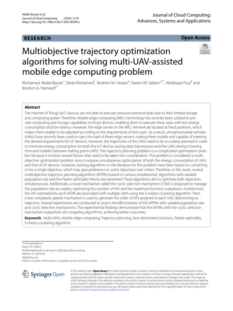 Multiobjective Trajectory Optimization Algorithms For Solving Multi UAV Assisted Mobile Edge ...