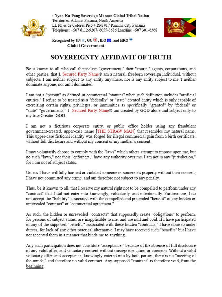 Sovereignty Declaration Statement | PDF | Citizenship | Power Of Attorney