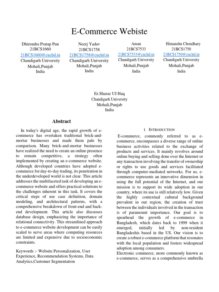 E-Commerce Website Research Paper | Download Free PDF | Databases ...