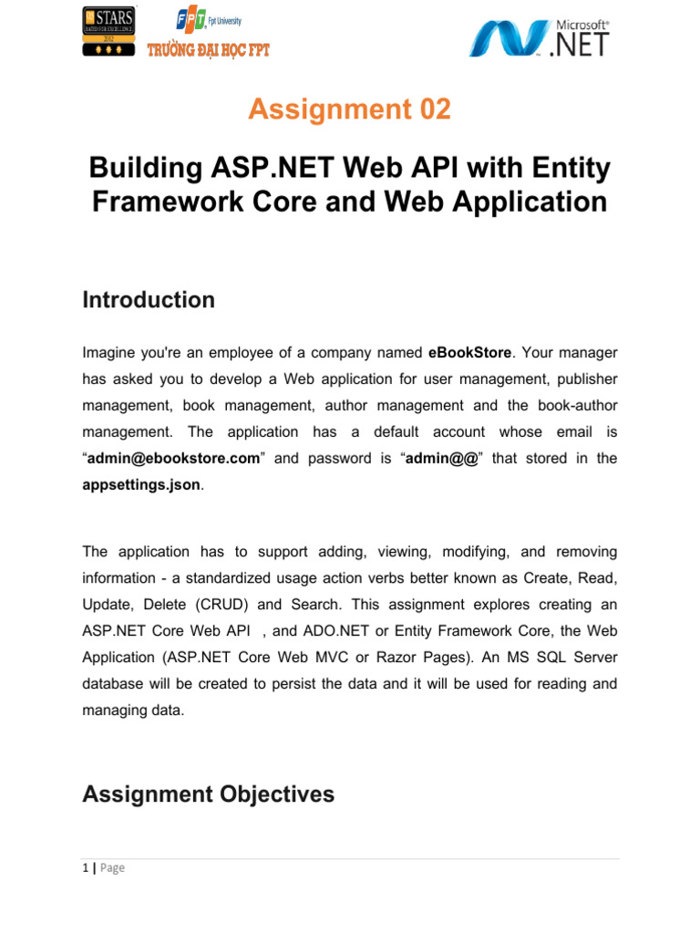 Assignment 02 Asp Net Core Web Api With Entityframework And Web App Pdf Entity