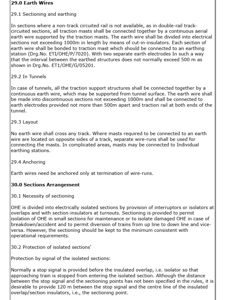 OHE Earth Wires & Sectioning Guide | PDF | Electrical Substation | Electric Power