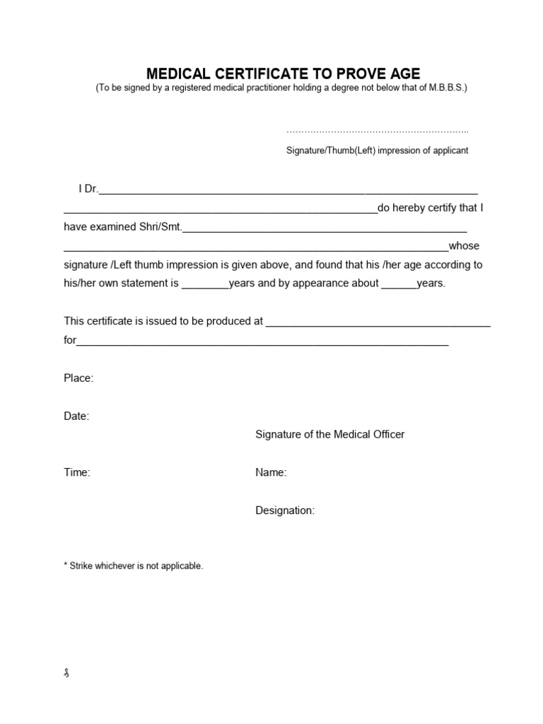 Age Certificate Format | PDF | Finance & Money Management