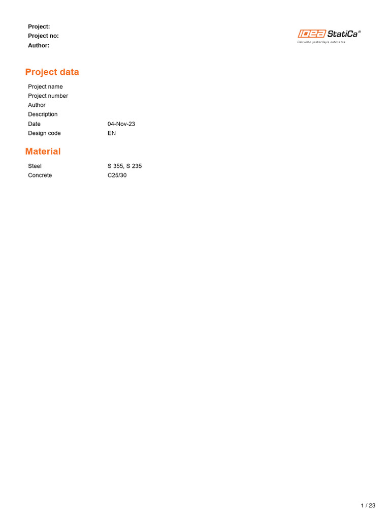Project Data: Project Name Project Number Author Description Date 04-Nov-23 Design Code EN | PDF ...