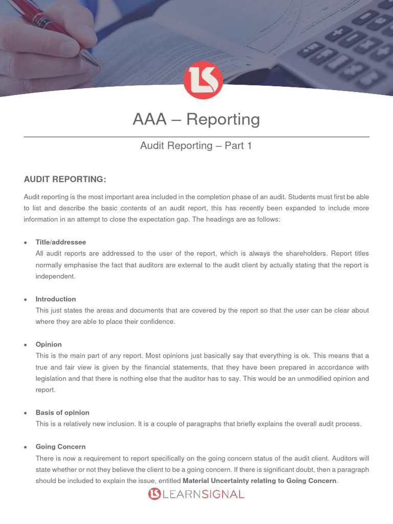 Audit Reporting Essentials Explained | PDF | Auditor's Report ...