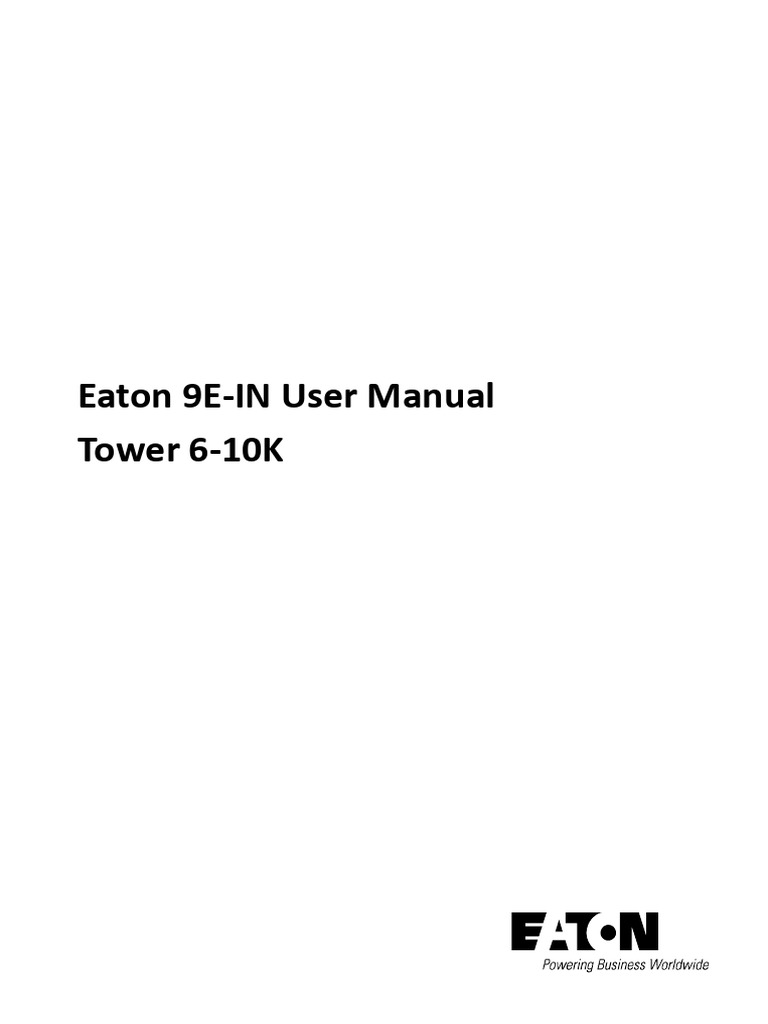 Eaton 9E-IN UPS User Manual | PDF | Switch | Packaging And Labeling