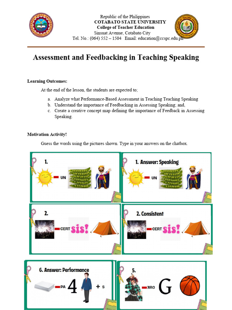 Feedback Strategies for Speaking Assessment | PDF | Educational ...