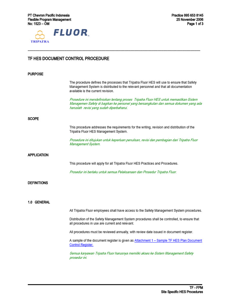 TF HES Document Control Procedure | PDF | Computing | Information Technology