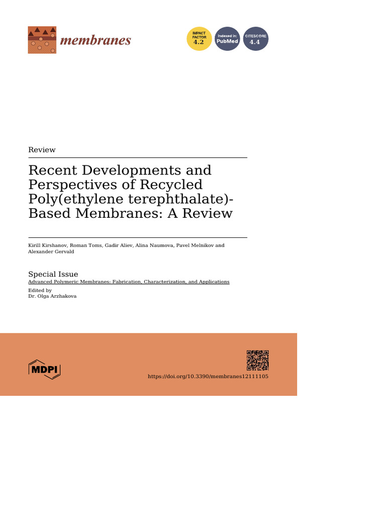 Membranes 12 01105 With Cover | PDF | Polyester | Recycling