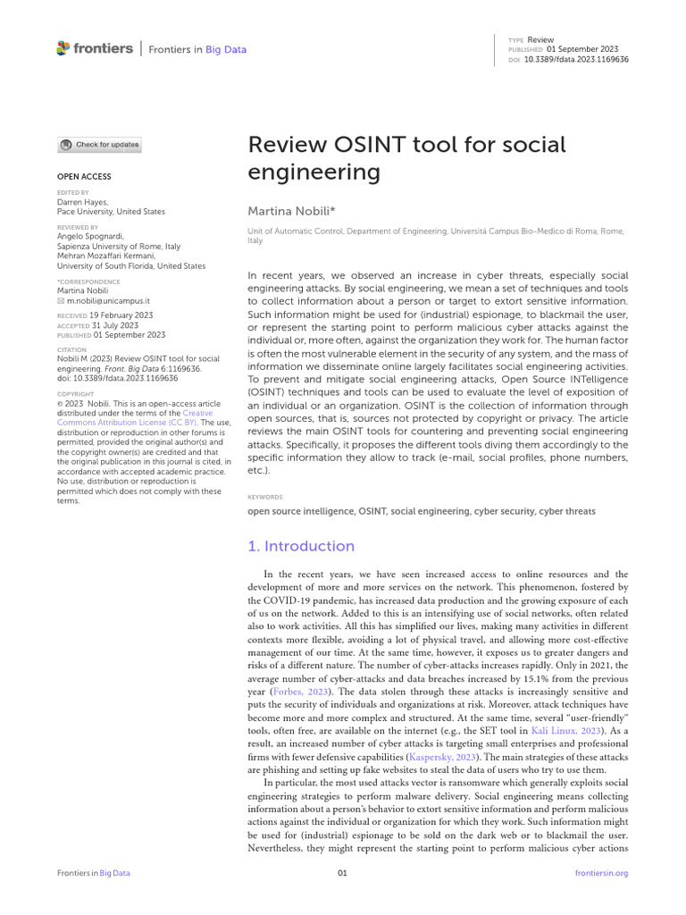 Review OSINT Tool For Social Engineering | PDF | Security | Computer ...